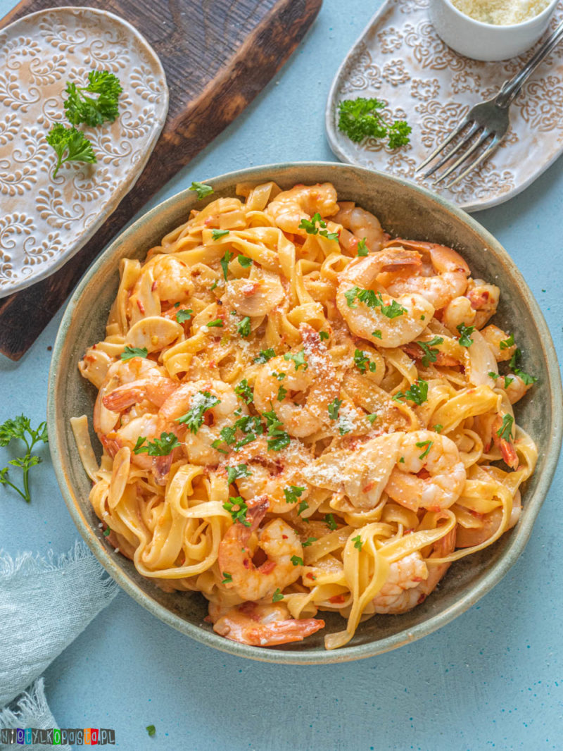 Makaron z krewetkami